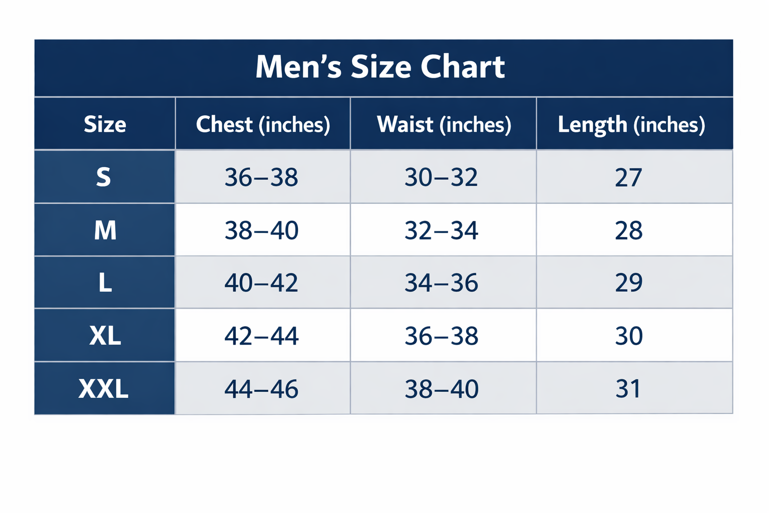 Size Chart - Active Weave International